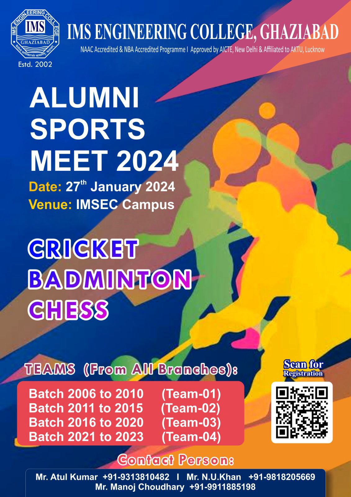 IMSEC is delighted to announce the Alumni Sports Meet 2024, scheduled to take place on 27th ...